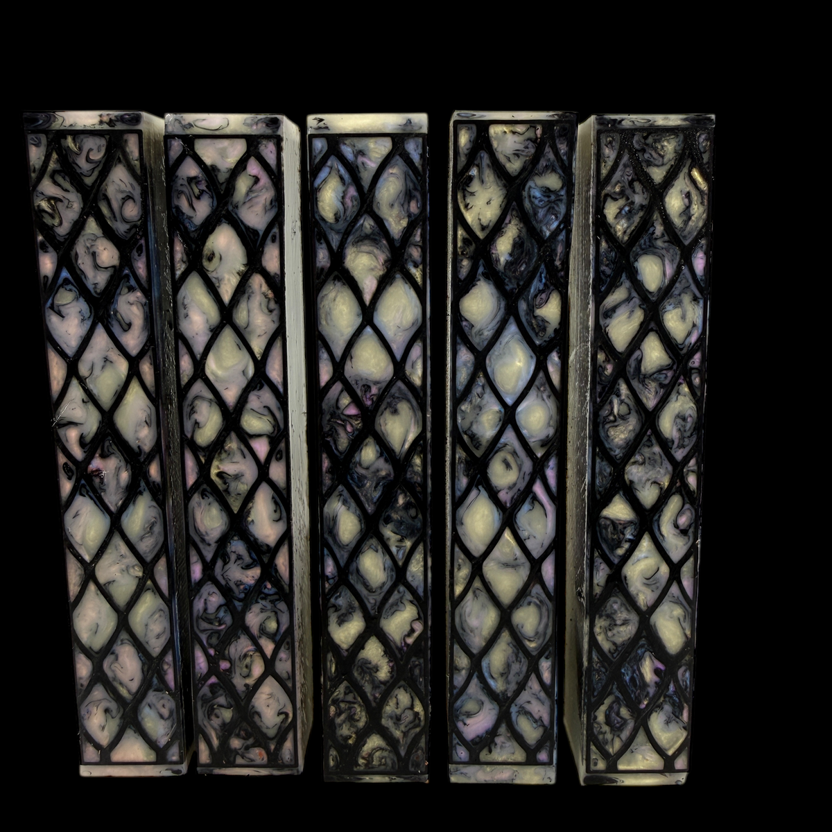 PBBrick-229: Pen Blanks - Gold Red Blue Interference Black with Black ...